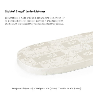 Stokke Sleepi Junior Mattress, White - Made from Breathable, Hypoallergenic Foam - Provides Support & Comfort - Includes Soft, Non-Toxic Cover