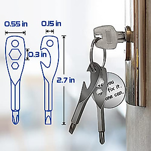Keychain Screwdriver Tool Stocking Stuffers Gifts for Men - Portable Key Shaped Pocket Screw Driver Gadgets EDC Multi Tool for Outdoor Repair - Hex Wrench Phillips Flathead Bottle Opener Key Ring