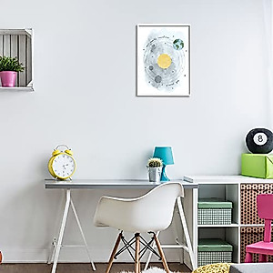 Stupell Industries World Revolves Around You Solar System Planetary Illustration,Design by Daphne Polselli, Blue, 16 x 20