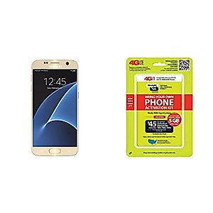 SAMSUNG Straight Talk Galaxy S7 Platinum Gold 32GB Runs on Verizon's 4G XLTE Via Straight Talk's $45.00 5GB Unlimited Talk & Text Service Card Not Included