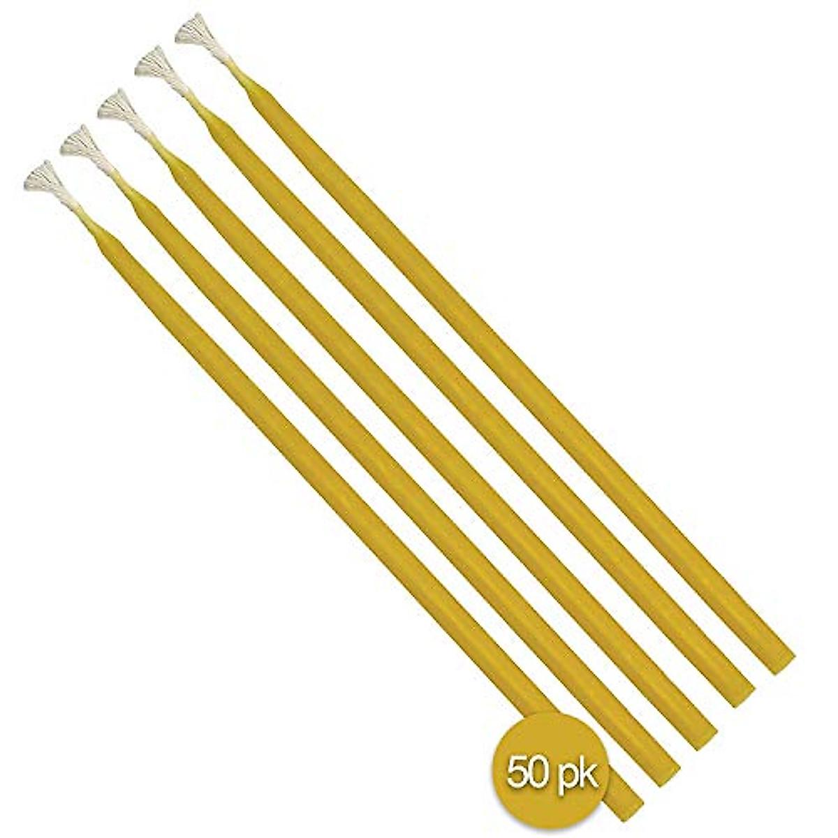 Hyoola Beeswax Skinny Taper Candles – 50 Pack - Natural Dripless Decorative Candles with Long Lasting Burn – Elegant Taper Design, Soothing Scent – 9” Tall – Handmade in The USA