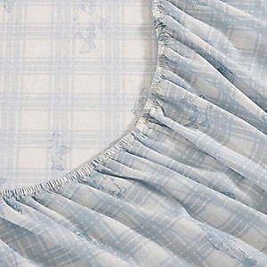Eddie Bauer Sheets Cotton Percale Bedding Set, Crisp & Cool, Stylish Home Decor, Full, Methow Plaid Blue/White