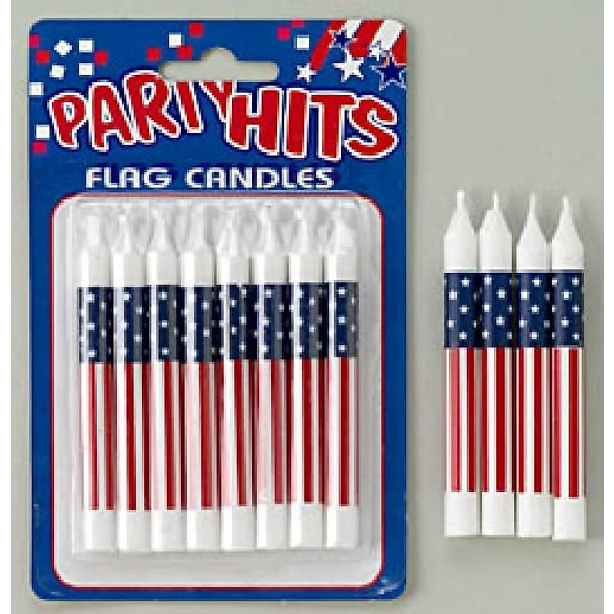 Oasis Supply, 8-Pack Patriotic Birthday Candles, 3.25-inch, Plus 6 USA! Food Flag Picks