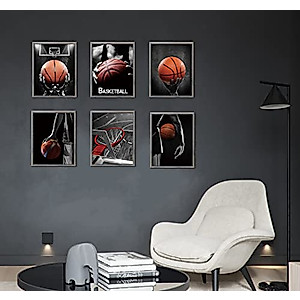 liflikwall Basketball art prints, set of 6 (8 X 10 in)-gifts for sports fans, men, boys, teenagers, art decoration for offices, bedrooms, and living rooms-frameless printing