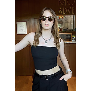 Ekouaer Women's 2pcs Crop Camisole Top Spaghetti Strap Tank Top Basic Cami Shirts Tube Tops