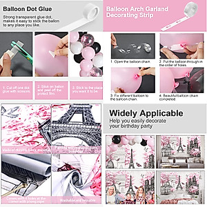76 Pcs Paris Party Supplies Set Pink Paris Theme Party Decoration Eiffel Tower Party Backdrop White Pink Black Balloon Arch Garland Kit for Kid Boy Girl Birthday Decoration