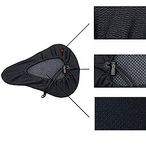 Free-fly Comfortable Gel Bike Seat Cover with Drawstring- Extra Soft Gel Bicycle Seat - Non-Slip Bike Seat Pad Cover for Mountain Road Sports MTB Bike Exercise Bike (Black)