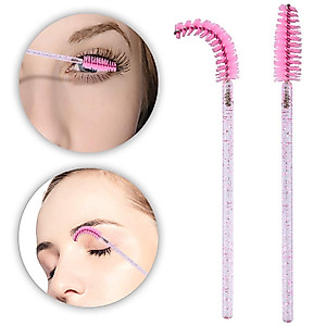 G2PLUS 300PCS Crystal Eyelash Brushes, Pink Disposable Mascara Wands Makeup Applicator, Adjustable Lash Spoolies for Eyelash Extensions and Eyebrow Brush
