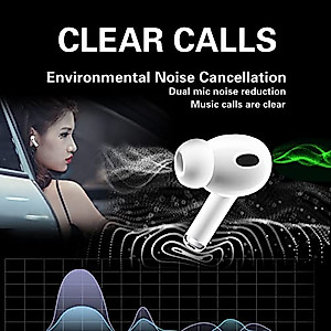 Wireless Earbuds Bluetooth 5.3 IPX7 Waterproof Stereo Earphones Long Battery with Mic Noise Reduction Bluetooth Headphones with Charging Case for iPhone Android Phone White