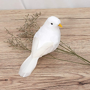 SEWACC Simulation Pigeon Ornaments Cute Foam Pigeons Artificial Feather Birds with Clips 2pcs for Decor
