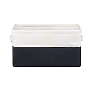 Canvas Storage Basket Organizer, Small | Fabric Rectangular Basket with Handles for Toys, Linen Closet, Clothes | Ideal Cube Storage Bin for Shelves, Black