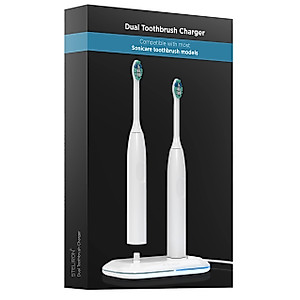 Galvanox Dual Toothbrush Charger for Philips Sonicare Electric Toothbrushes - Replacement for HX6100 Works with Protective Clean 4100, 6100, Kids Models & More (Waterproof Charging Base) 2-in-1