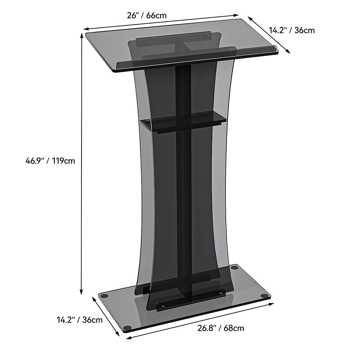 YITAHOME Podium Stand Pulpits for Churches Stand 47 inches Tall, for Church, Wedding, Classroom, Conference, Lecterns & Podiums Portable with Reading Surface & Storage Shelf Floor