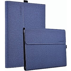 forubar case for Microsoft Surface Pro 10 for Business (2024 Release), Folding Sleeve Cover Accessories PU Leather Shell Protectiv Case, Compatible with Type Cover Keyboard, (Dark Blue)