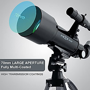 Telescope for Kids & Adults - 70mm Aperture 500mm AZ Mount Fully Multi-Coated Optics Astronomical refracting Portable Telescopes, with Tripod Phone Adapter, Carrying Bag, Remote Control