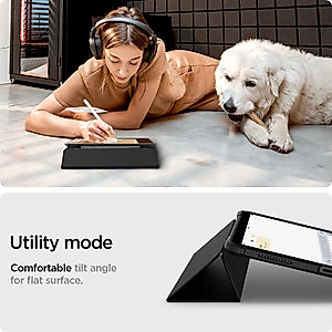 Spigen Ultra Hybrid Pro Designed for iPad Air 11 Inch Case (2024), 10.9 Inch 5th/4th Generation Case (2022/2020) with Transparent Back and Pencil Holder - Black