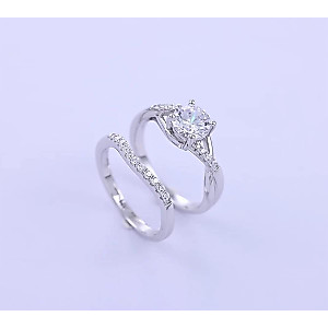 STARCHENIE Engagement Sets for Women Sterling Silver Cubic Zirconia Sterling Silver Wedding Sets for Women Size10