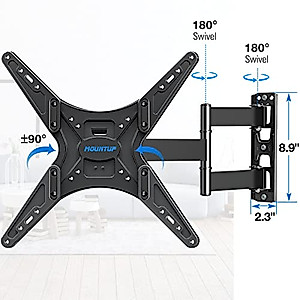 MOUNTUP TV Wall Mount, TV Mount Swivel and Tilt Full Motion for Most 26-55 Inch LED LCD Flat Curved TVs with Single Stud Articulating Arm, Wall Mount TV Bracket up to VESA 400x400mm & 88lbs, MU0014