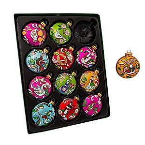 Kurt Adler GG0638 65Mm 12 Days Of Christmas Glass Ornament Set 12 Pieces