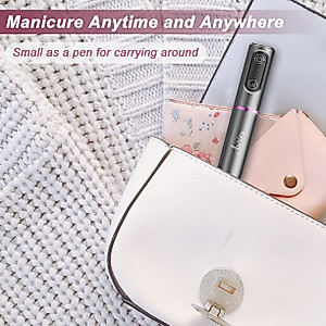 Auriox Cordless Nail Drill, USB-C Rechargeable Electric Nail Files for Acrylic Gel Nails, Professional Portable Nail Drill Kit Manicure Pedicure with Ceramic Nail Bit, 6 Metal Bit, Various Sand Bands