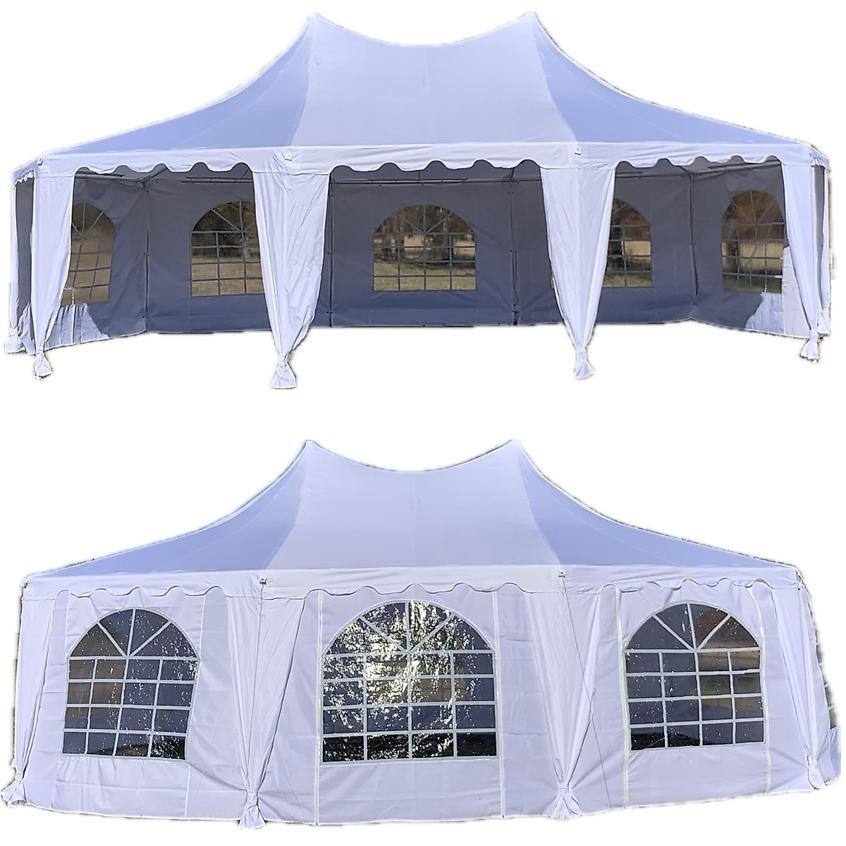 Delta 29'x21' Decagonal Party Tent Canopy, Wedding Tent Gazebo, Heavy Duty Outdoor Event Shelter, Water Resistant, White