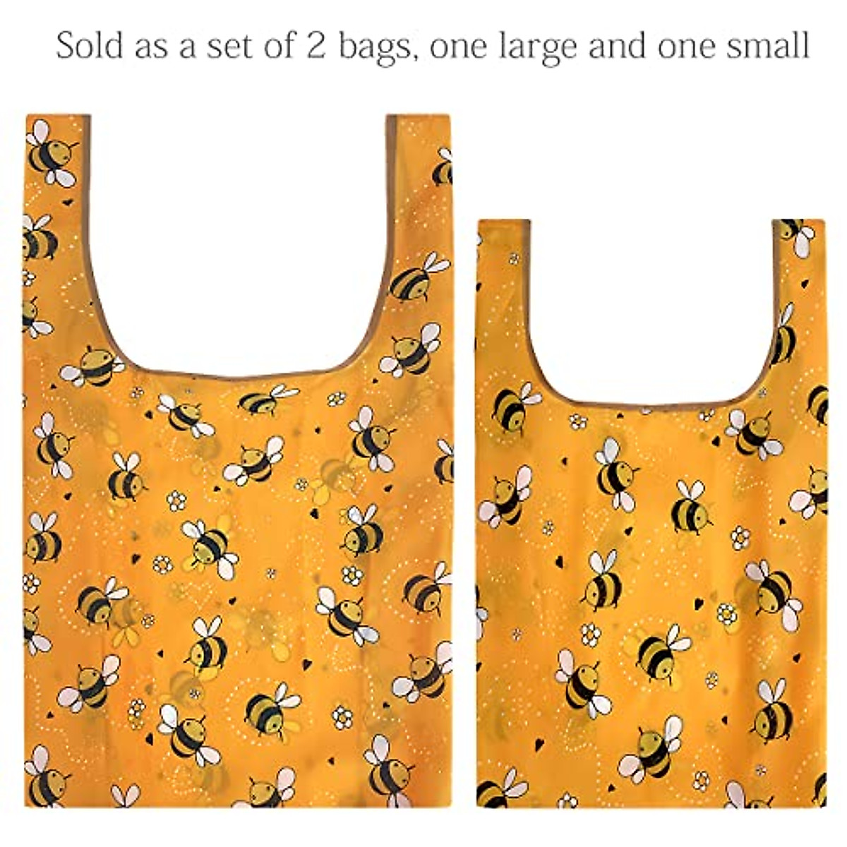 allydrew JoliBag Nylon Reusable Grocery Bag, 2 Pack, Bumblebee