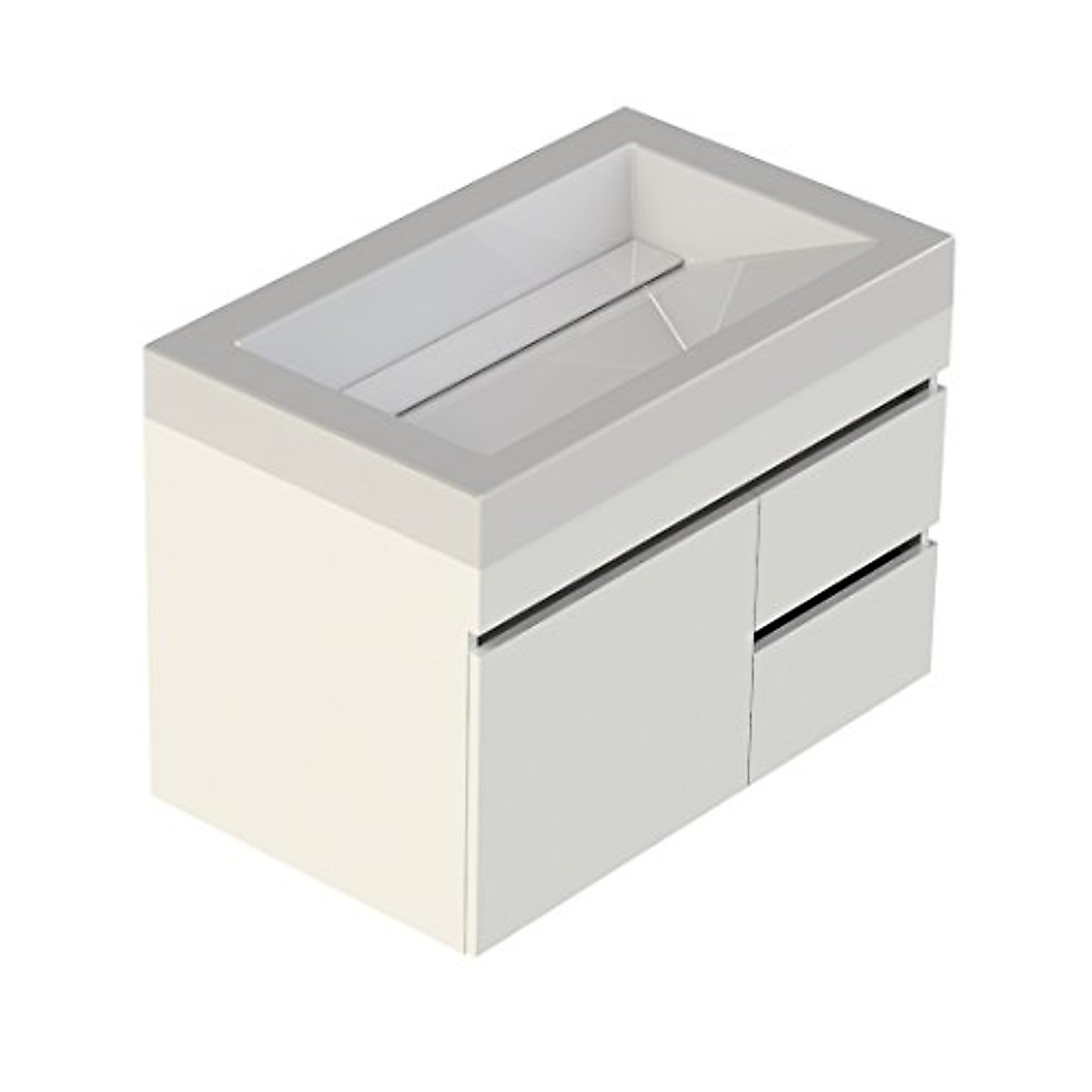 Lift Bridge Kitchen & Bath Assembled Wall-Mount Floating Bathroom Vanity with White Cultured Marble Top Sink Set, 31 in. W x 19 in. D x 29 in. H in White with Viteli + Genova Top