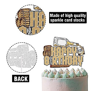 Whisky Happy Birthday Cake Topper Men Women Aged to Perfection Theme Party Cake Decoration 30th 40th 50th Birthday Party Supplies