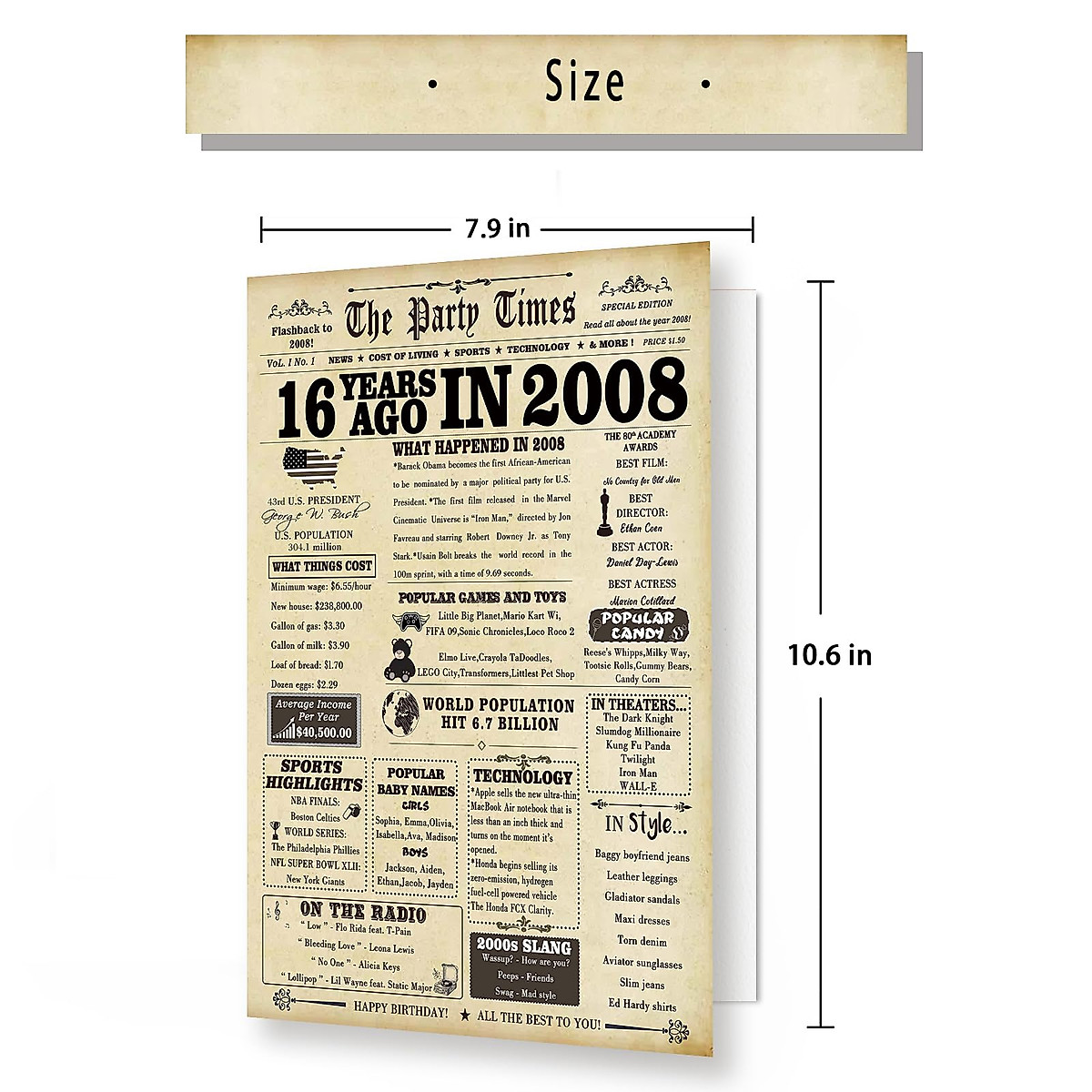 VvOoOvV 18th Birthday Card for Daughter Son, Vintage Style, Blank Inside, 7.9 x 10.6 in