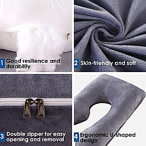 Aidiu u Shaped Pillows Pregnant Body Pillows for Sleeping, Pregnancy Pillows U Shape, Maternity Pillow, Full Body Maternity Pillow,57in, Support Back,Neck,Leg,Foot,Side Sleeper, Washable Cover, Grey