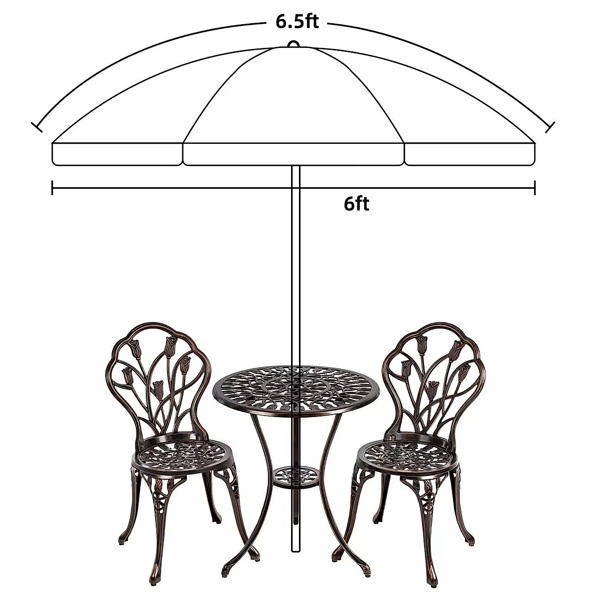 AMMSUN Patio Umbrella Market Table Umbrella 6.5 ft Tilt Steel Pole UPF50+ Protection, Umbrellas and their Parts Great for Outdoor Garden Backyard, Beige