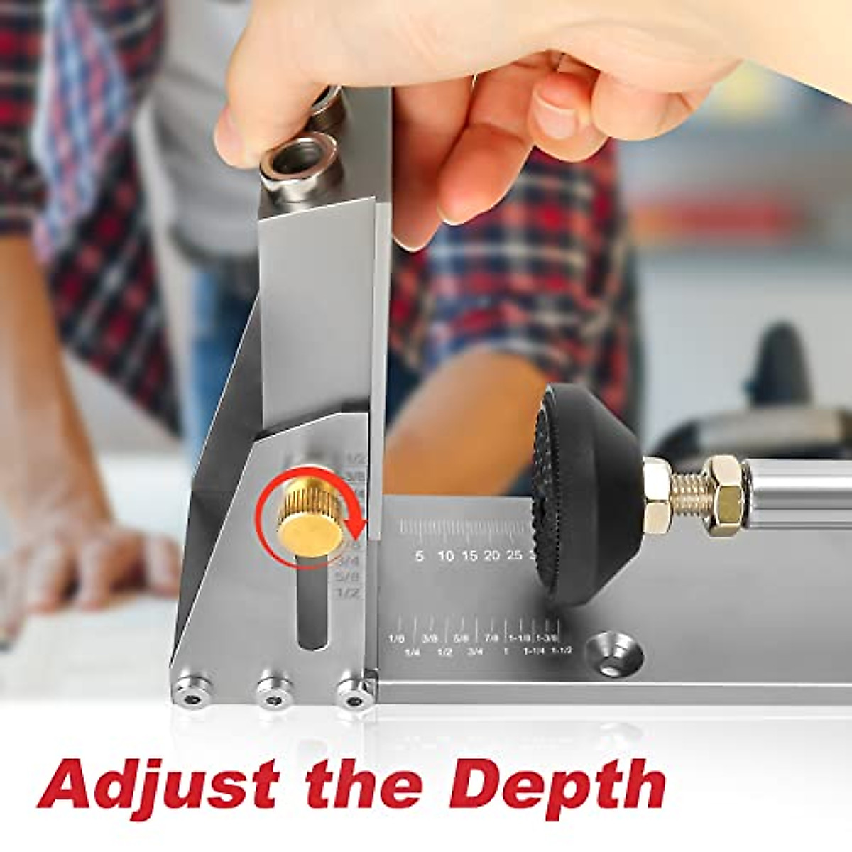 Pocket Hole Jig Kit - Adjustable Pocket Screw Jig Heavy Duty Aluminum Alloy Pocket Hole Jigs System for Woodworking, Carpenter Drill Jig for Angled Holes with 3 Drilling Bit Hole Puncher Locator