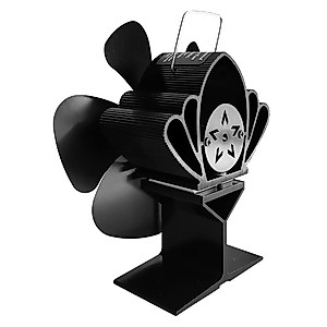 UXZDX CUJUX Black Fireplace Fan 5 Blade Heat Powered Stove Fan Log Wood Burner Quiet Fan Home Efficient (Color : Black, Size : 16085165mm)
