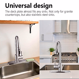 Sink Hole Cover, Escutcheon Plate Stainless Steel Deck Plate for 1 or 3 Hole Bathroom or Kitchen Sink Faucet Mixer Tap 10" Brushed Nickel