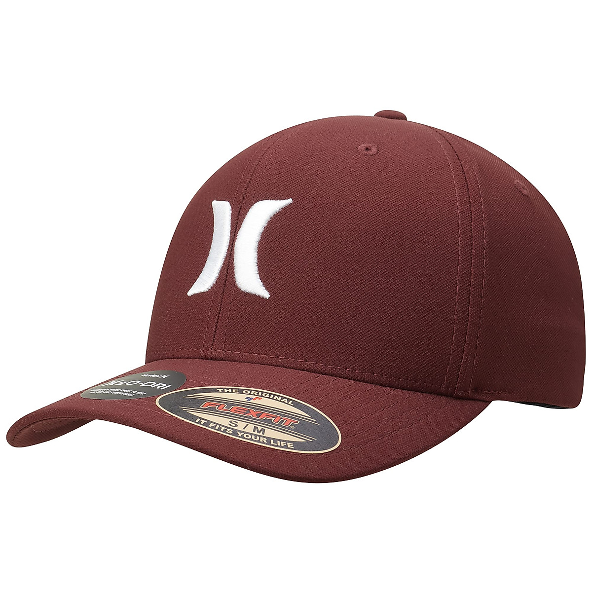 Hurley Men's H20 Dri One & Only Flexfit Baseball Cap, Size Large-X-Large, Burgundy