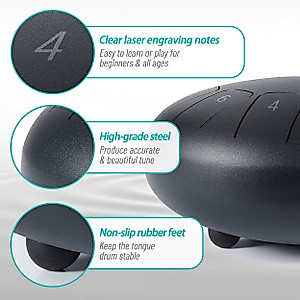 Steel Drum, Steel Tongue Drum 10 Inches 11 Notes, Percussion Instrument Handpan Healing Drum