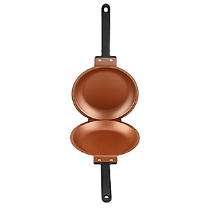 Double Sided Egg Frying Pan, Non-Stick Premium Iron Double Side Flip Pan Pancake Maker Household Kitchen Cookware for Pancake,Toasted Bread and Fried Egg