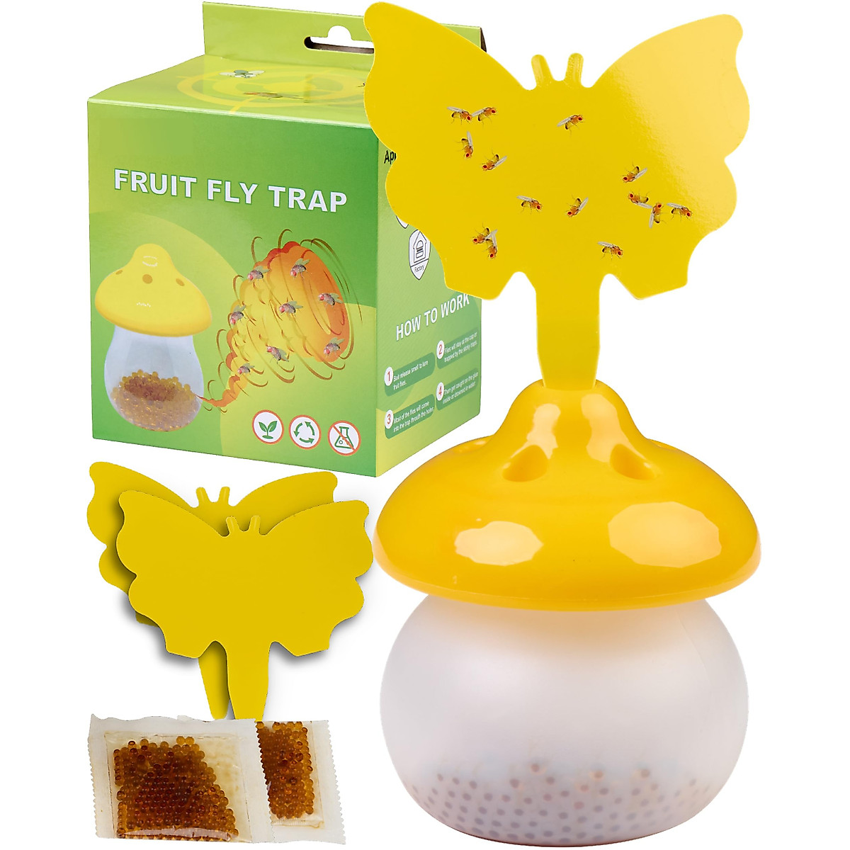 Fruit Fly Trap - Fruit Fly Trap for Indoor, Flying Insect Trap, Gnat Trap Indoor Trap, Fruit Fly Traps for Indoors, Indoor Fly Trap with Yellow Sticky Pads & Attractant for Home, Kitchen