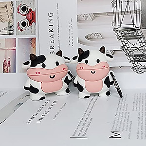Compatible for Cow Airpods Case Pro, Cute Kawaii Cartoon 3D Silicone Fashion Protective Skin Cover for Airpod Case Cow, Funny Boys Girls Kids Teens Women for Airpods Cases Pro (Cow)