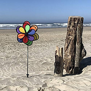 In the Breeze 2685 13.5 Inch Wind Colorful Spinner for Your Yard and Garden, 13.5" Rainbow Triple Flower