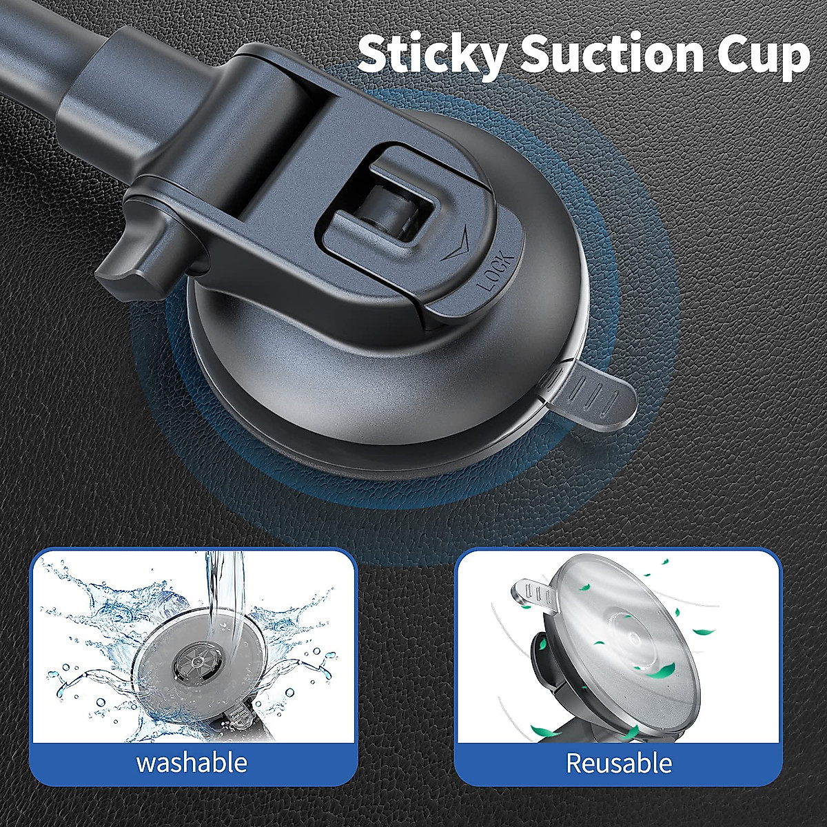 OQTIQ Tablet Holder for Car Dashboard Windshield Car Tablet Mount for Truck Strong Suction Cup Flexible Gooseneck Compatible with iPad Pro, Air, Mini, Galaxy, Fire, 4.7-13" Tablets, and 4-7" Phones