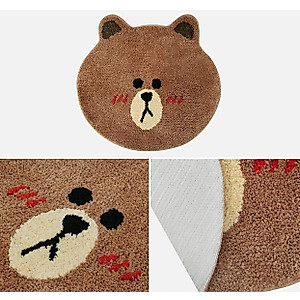 LINEFRIENDS Shy Brown Foot Mat, Bathroom Rug Face Floor Mat Character Deco Mat, Gift for Girls Boys Family Christmas Birthday Gift