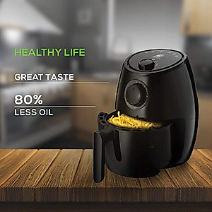 J-Jati Air Fryer Cool Touch Housing Dial/Digital Hot Air Healthy Frying Oil-Free AirFryer Auto Shutoff, Dishwasher safe parts, Space Saving (White)