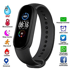 Smart Watch, Fitness Tracker for Men Women, Bracelet Band with 24 Hour Body Temperature Waterproof smartwatch for iOS Android Phones (Black)