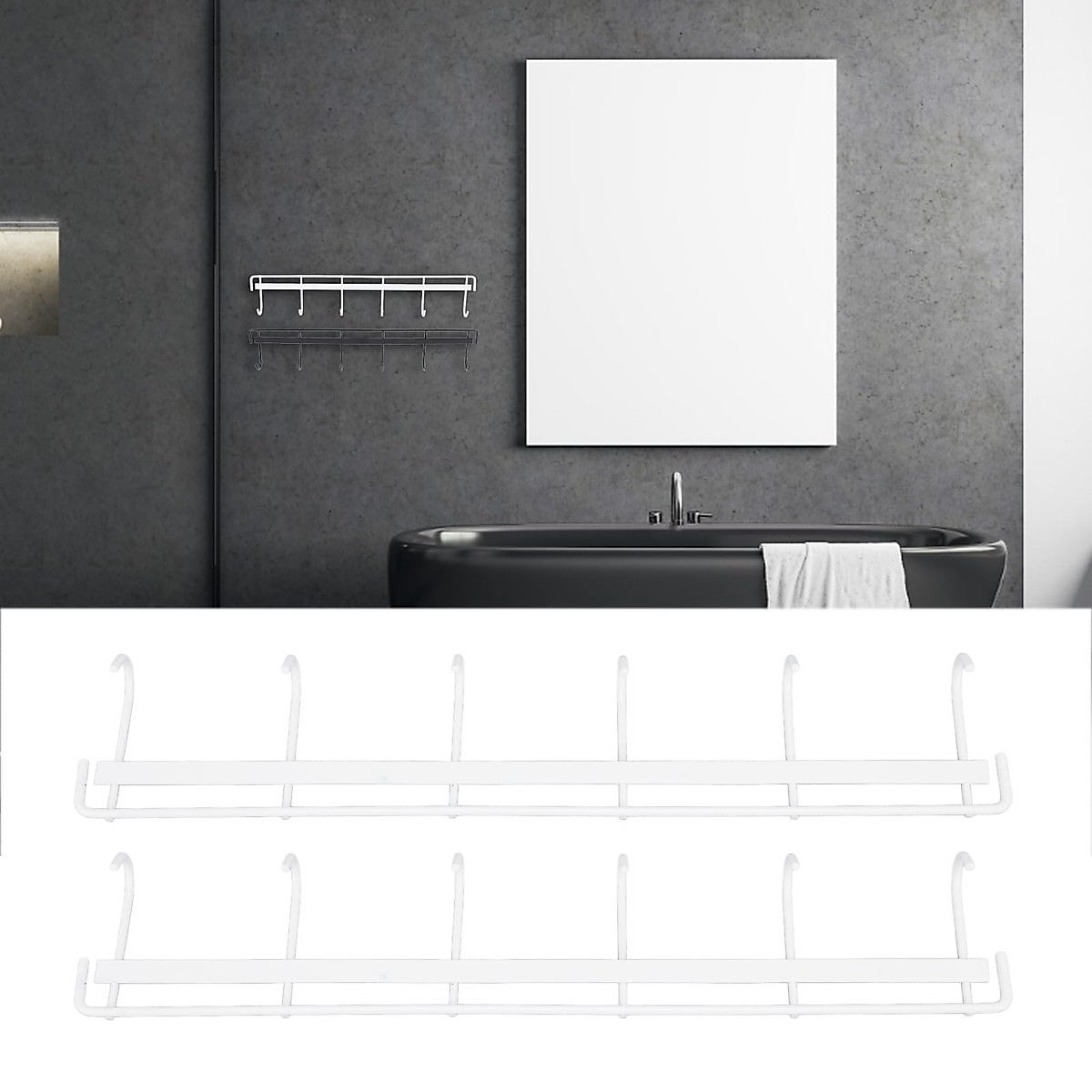 Okuyonic Wall Mounted Coat Rack, 304 Stainless Steel Simple Easy Installation Decorative 2pcs Rust Proof Coat Rack for Bedroom for Bathroom (6 Hooks 2 White)