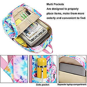 Bluboon School Backpack for Girls Teens Bookbag Set Laptop Backpack Lunch Box with Pencil Bag (Tie Dye Blue)