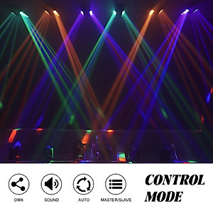 8x15W Spider Moving Head Light LED RGBW 4in1 Portable Stage Light, Strobe Party Beam DJ Lighting DMX 512 & Sound Activated for KTV Disco Party Event