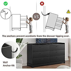 Hasuit 6 Drawer Double Dresser, Modern Storage Tower Dressers & Chests of Drawers, Large Clothing Organizer for Bedroom