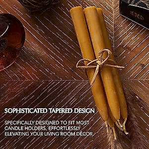 12 Dripless 8" Long Beeswax Taper Candles, 100% Natural Beeswax Taper Candles, Smokeless Tall Candlesticks, Decorative Long Burning Time, Drip Free Beeswax Candle Sticks for Home, Wedding, Dinner, etc
