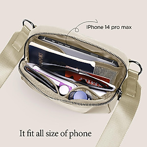 ODODOS Crossbody Bag with Adjustable Strap Small Shoulder Pouch for Workout Running Traveling Hiking, Ivory